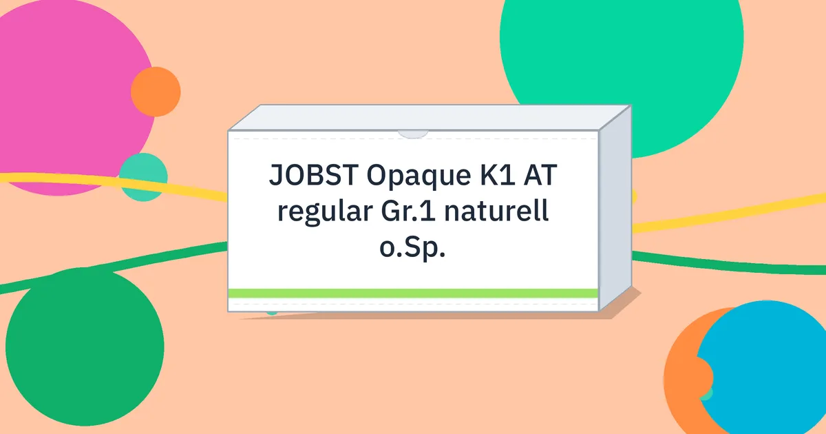 Symbolbild: Packung mit der Aufschrift JOBST Opaque K1 AT regular Gr.1 naturell o.Sp. (PZN 13107461) – Verfügbarkeit und Bezug in Apotheken in Frankfurt am Main