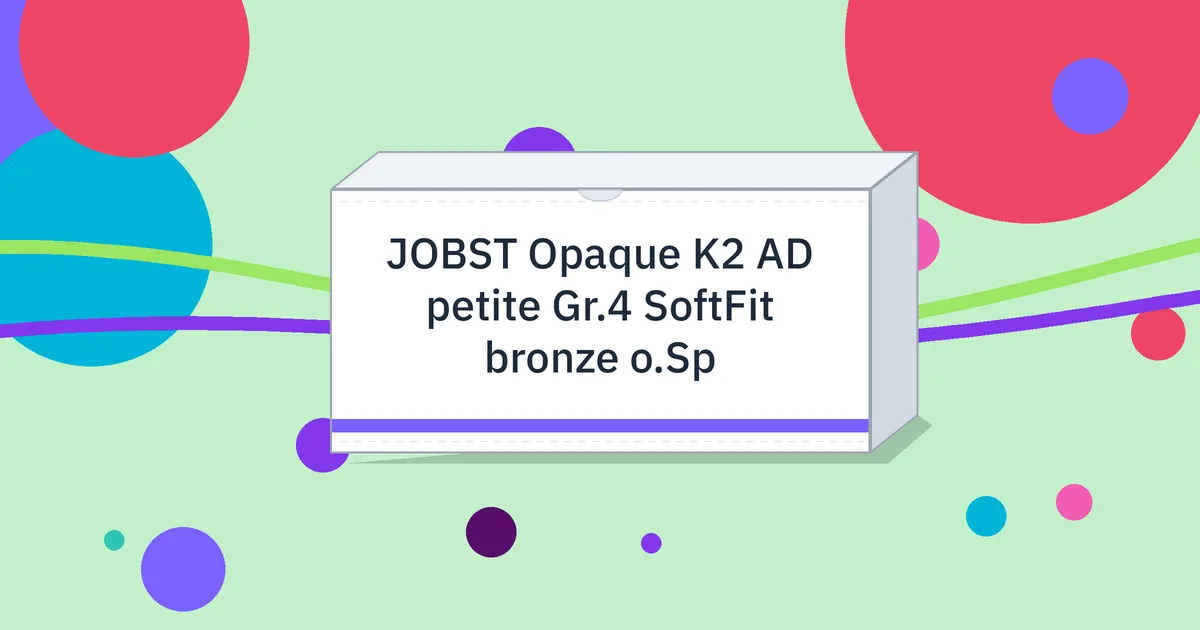 Symbolbild: Packung mit der Aufschrift JOBST Opaque K2 AD petite Gr.4 SoftFit bronze o.Sp (PZN 13109997) – Verfügbarkeit und Bezug in Apotheken in Frankfurt am Main