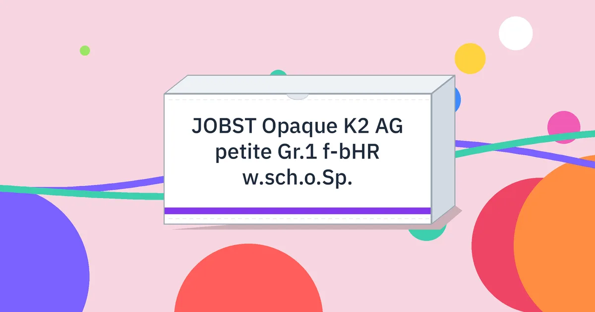 Symbolbild: Packung mit der Aufschrift JOBST Opaque K2 AG petite Gr.1 f-bHR w.sch.o.Sp. (PZN 11256493) – Verfügbarkeit und Bezug in Apotheken in Frankfurt am Main