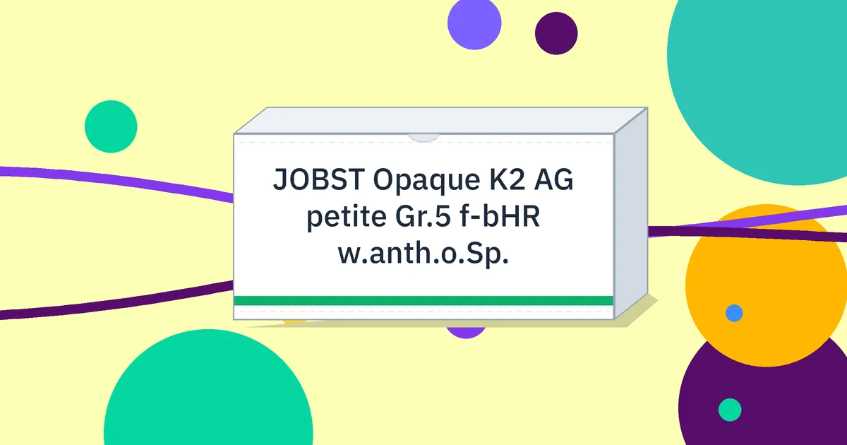 Symbolbild: Packung mit der Aufschrift JOBST Opaque K2 AG petite Gr.5 f-bHR w.anth.o.Sp. (PZN 16286547) – Verfügbarkeit und Bezug in Apotheken in Frankfurt am Main