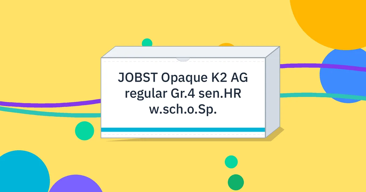 Symbolbild: Packung mit der Aufschrift JOBST Opaque K2 AG regular Gr.4 sen.HR w.sch.o.Sp. (PZN 11254347) – Verfügbarkeit und Bezug in Apotheken in Frankfurt am Main