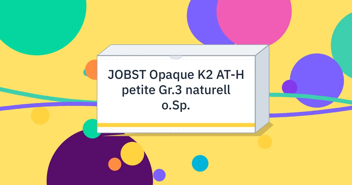 Symbolbild: Packung mit der Aufschrift JOBST Opaque K2 AT-H petite Gr.3 naturell o.Sp. (PZN 10724532) – Verfügbarkeit und Bezug in Apotheken in Frankfurt am Main
