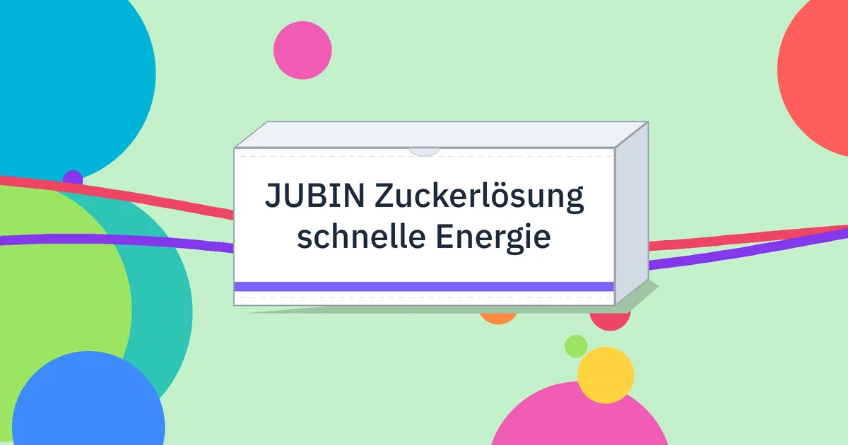 Symbolbild: Packung mit der Aufschrift JUBIN Zuckerlösung schnelle Energie (PZN 08508212) – Verfügbarkeit und Bezug in Apotheken in Frankfurt am Main