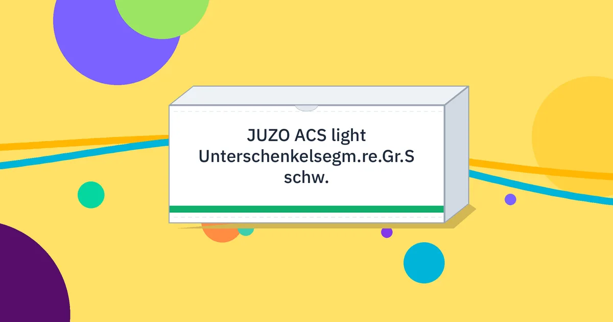 Symbolbild: Packung mit der Aufschrift JUZO ACS light Unterschenkelsegm.re.Gr.S schw. (PZN 13575251) – Verfügbarkeit und Bezug in Apotheken in Frankfurt am Main