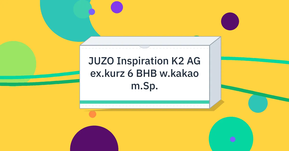 Symbolbild: Packung mit der Aufschrift JUZO Inspiration K2 AG ex.kurz 6 BHB w.kakao m.Sp. (PZN 14851664) – Verfügbarkeit und Bezug in Apotheken in Frankfurt am Main