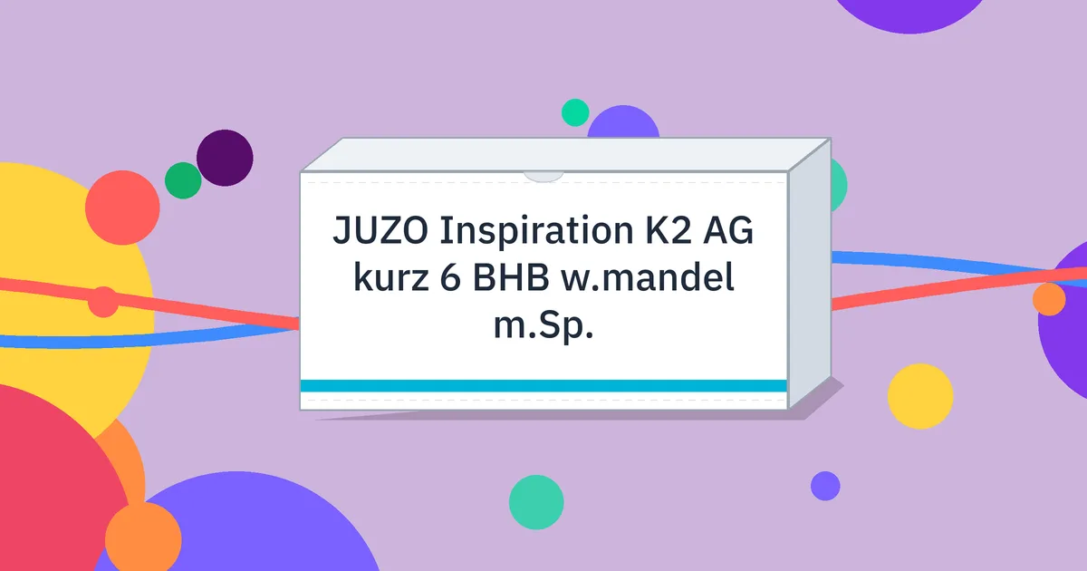 Symbolbild: Packung mit der Aufschrift JUZO Inspiration K2 AG kurz 6 BHB w.mandel m.Sp. (PZN 14850191) – Verfügbarkeit und Bezug in Apotheken in Frankfurt am Main