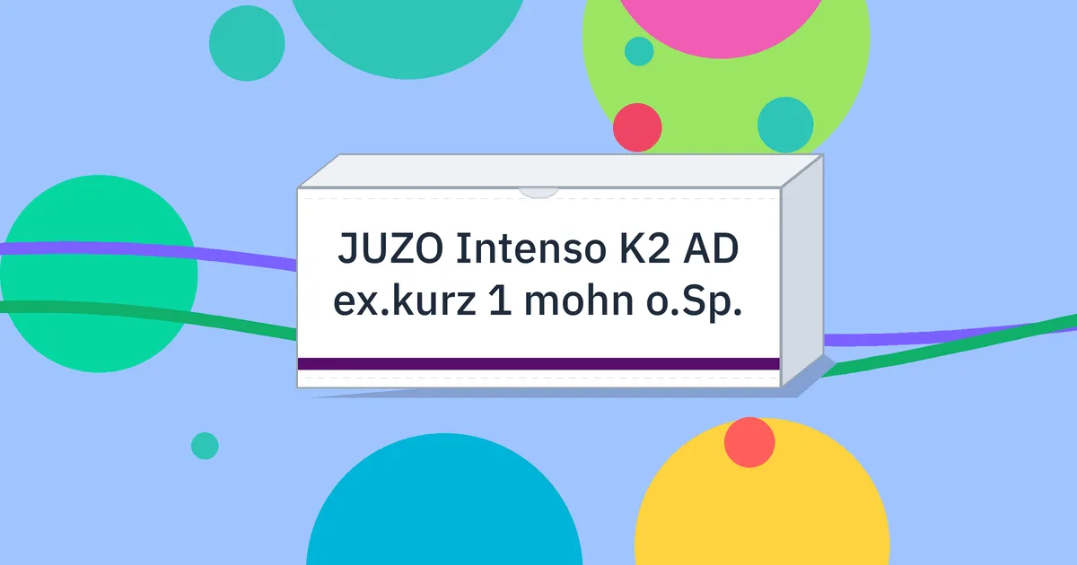 Symbolbild: Packung mit der Aufschrift JUZO Intenso K2 AD ex.kurz 1 mohn o.Sp. (PZN 18618798) – Verfügbarkeit und Bezug in Apotheken in Frankfurt am Main