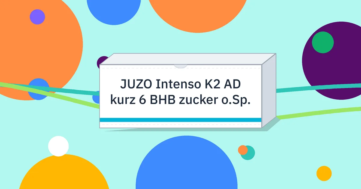 Symbolbild: Packung mit der Aufschrift JUZO Intenso K2 AD kurz 6 BHB zucker o.Sp. (PZN 18624824) – Verfügbarkeit und Bezug in Apotheken in Frankfurt am Main