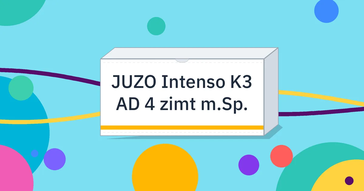 Symbolbild: Packung mit der Aufschrift JUZO Intenso K3 AD 4 zimt m.Sp. (PZN 18627308) – Verfügbarkeit und Bezug in Apotheken in Frankfurt am Main