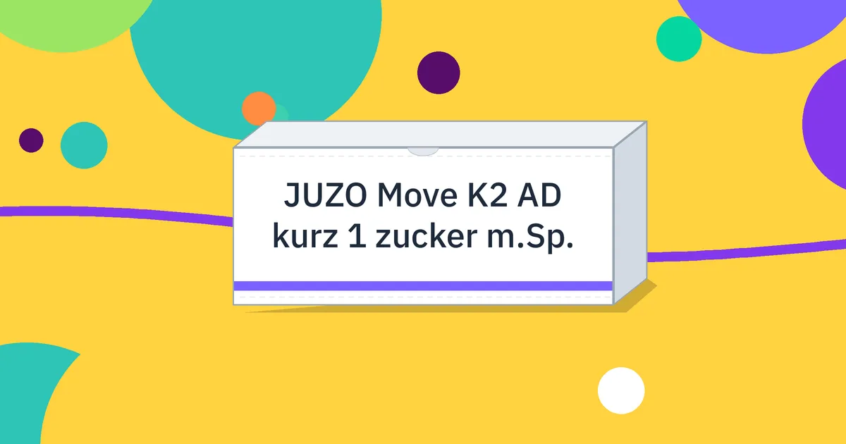 Symbolbild: Packung mit der Aufschrift JUZO Move K2 AD kurz 1 zucker m.Sp. (PZN 18508360) – Verfügbarkeit und Bezug in Apotheken in Frankfurt am Main