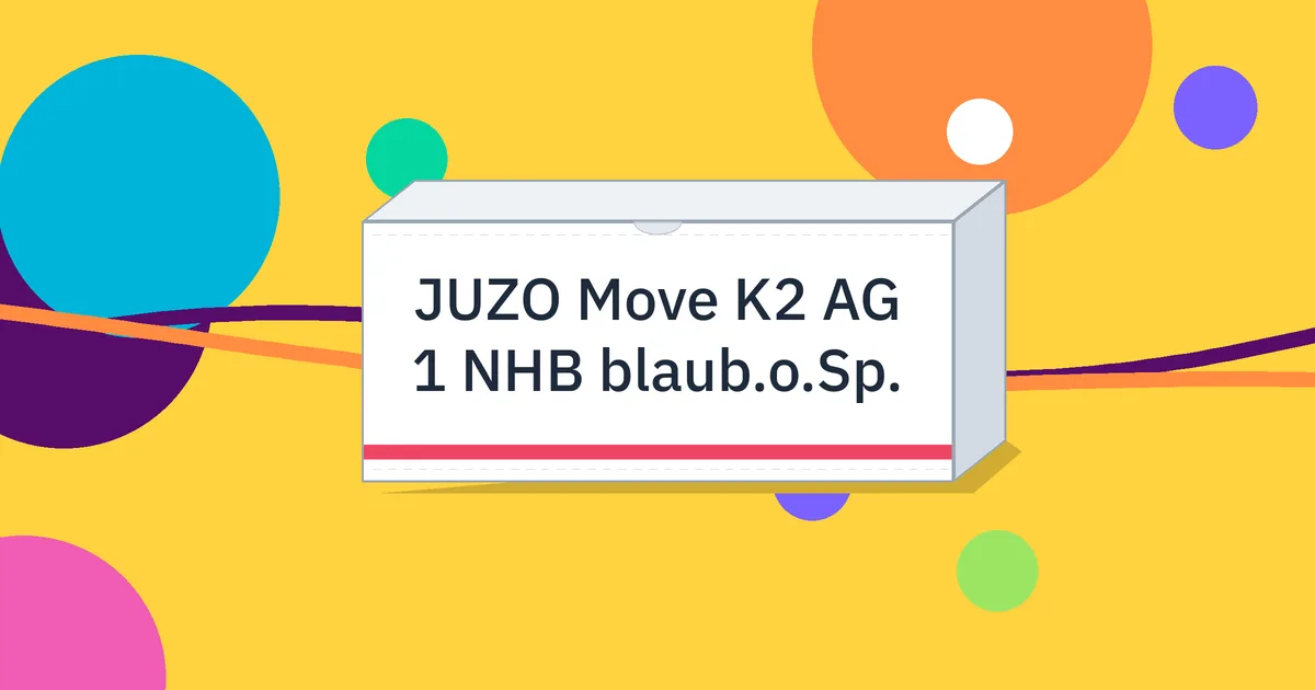 Symbolbild: Packung mit der Aufschrift JUZO Move K2 AG 1 NHB blaub.o.Sp. (PZN 18557281) – Verfügbarkeit und Bezug in Apotheken in Frankfurt am Main
