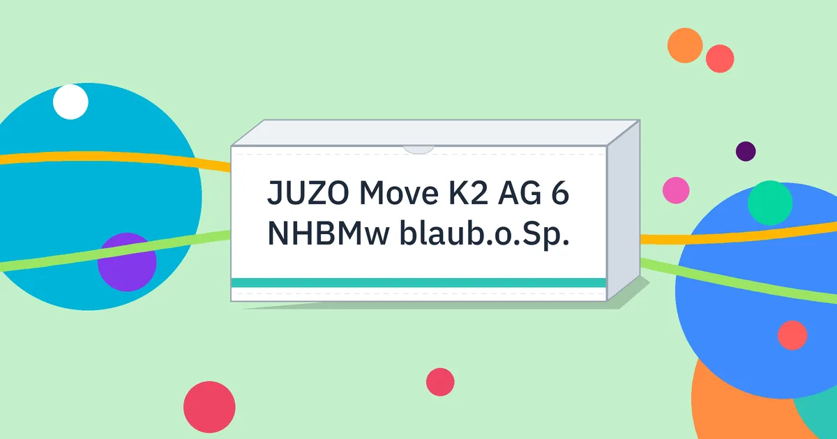Symbolbild: Packung mit der Aufschrift JUZO Move K2 AG 6 NHBMw blaub.o.Sp. (PZN 18557128) – Verfügbarkeit und Bezug in Apotheken in Frankfurt am Main