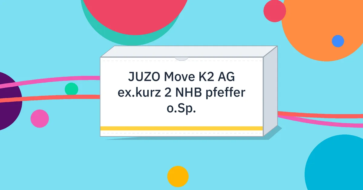Symbolbild: Packung mit der Aufschrift JUZO Move K2 AG ex.kurz 2 NHB pfeffer o.Sp. (PZN 16639023) – Verfügbarkeit und Bezug in Apotheken in Frankfurt am Main