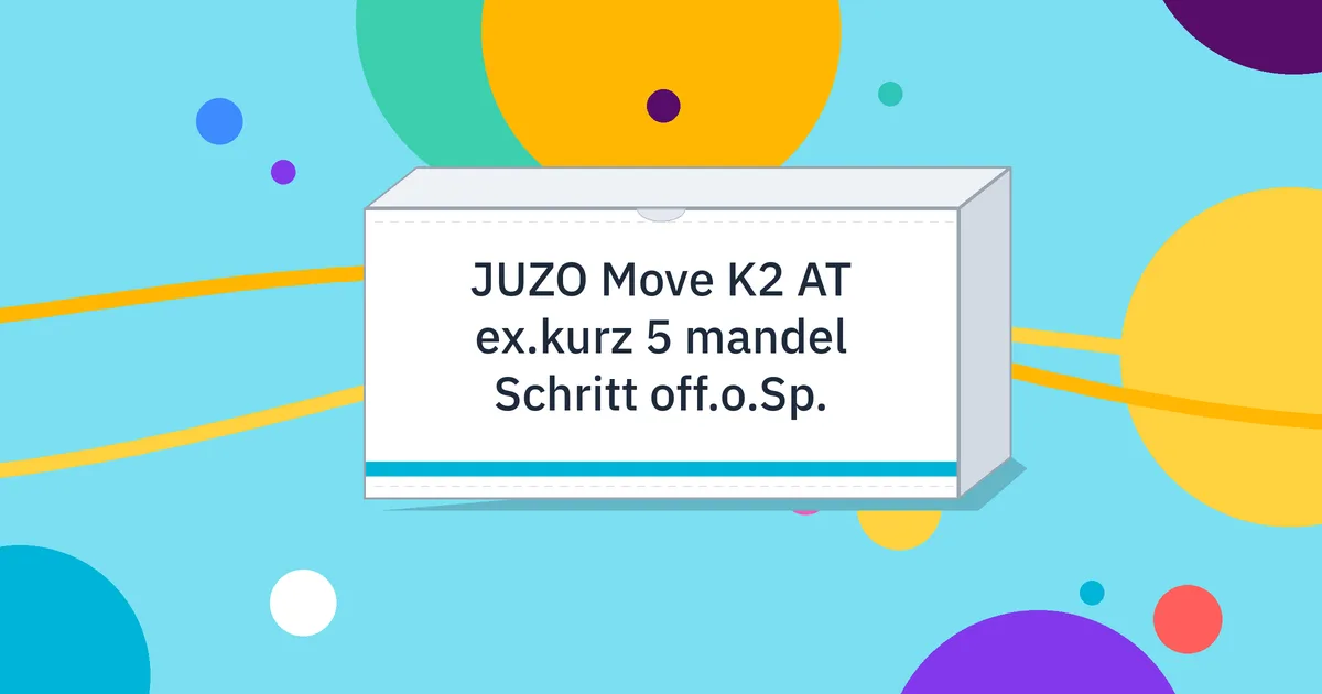 Symbolbild: Packung mit der Aufschrift JUZO Move K2 AT ex.kurz 5 mandel Schritt off.o.Sp. (PZN 20672954) – Verfügbarkeit und Bezug in Apotheken in Frankfurt am Main