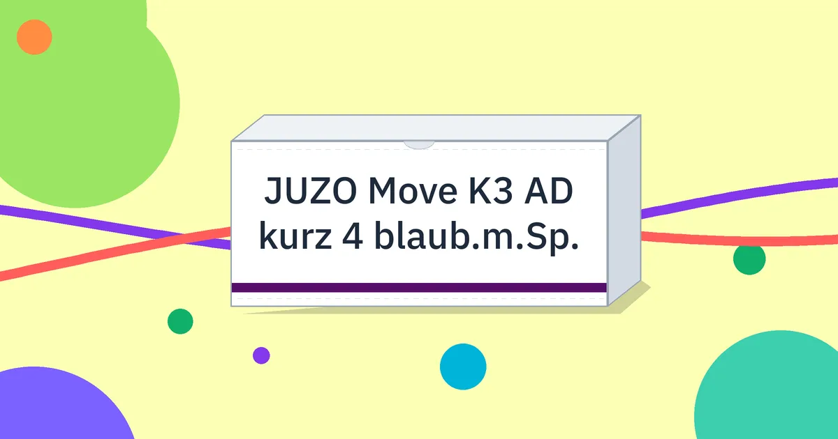 Symbolbild: Packung mit der Aufschrift JUZO Move K3 AD kurz 4 blaub.m.Sp. (PZN 18571832) – Verfügbarkeit und Bezug in Apotheken in Frankfurt am Main