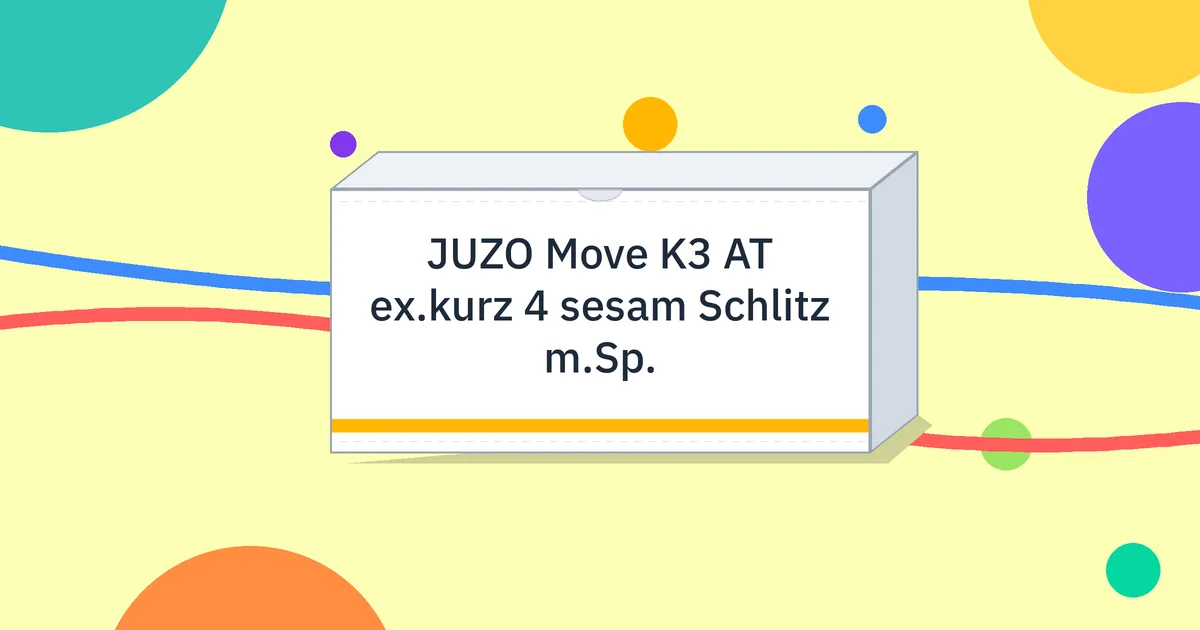 Symbolbild: Packung mit der Aufschrift JUZO Move K3 AT ex.kurz 4 sesam Schlitz m.Sp. (PZN 20681054) – Verfügbarkeit und Bezug in Apotheken in Frankfurt am Main