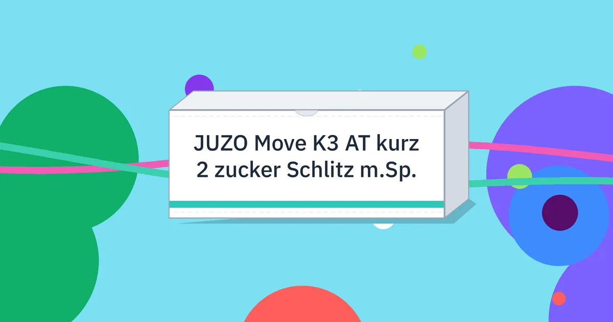Symbolbild: Packung mit der Aufschrift JUZO Move K3 AT kurz 2 zucker Schlitz m.Sp. (PZN 20683946) – Verfügbarkeit und Bezug in Apotheken in Frankfurt am Main