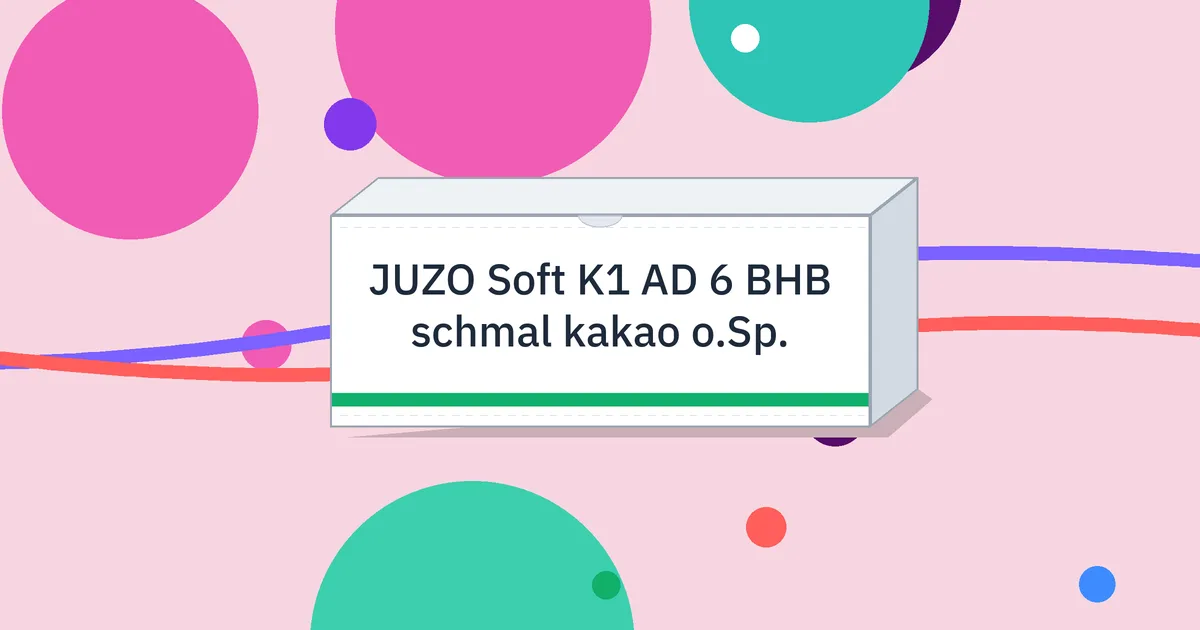 Symbolbild: Packung mit der Aufschrift JUZO Soft K1 AD 6 BHB schmal kakao o.Sp. (PZN 15463409) – Verfügbarkeit und Bezug in Apotheken in Frankfurt am Main