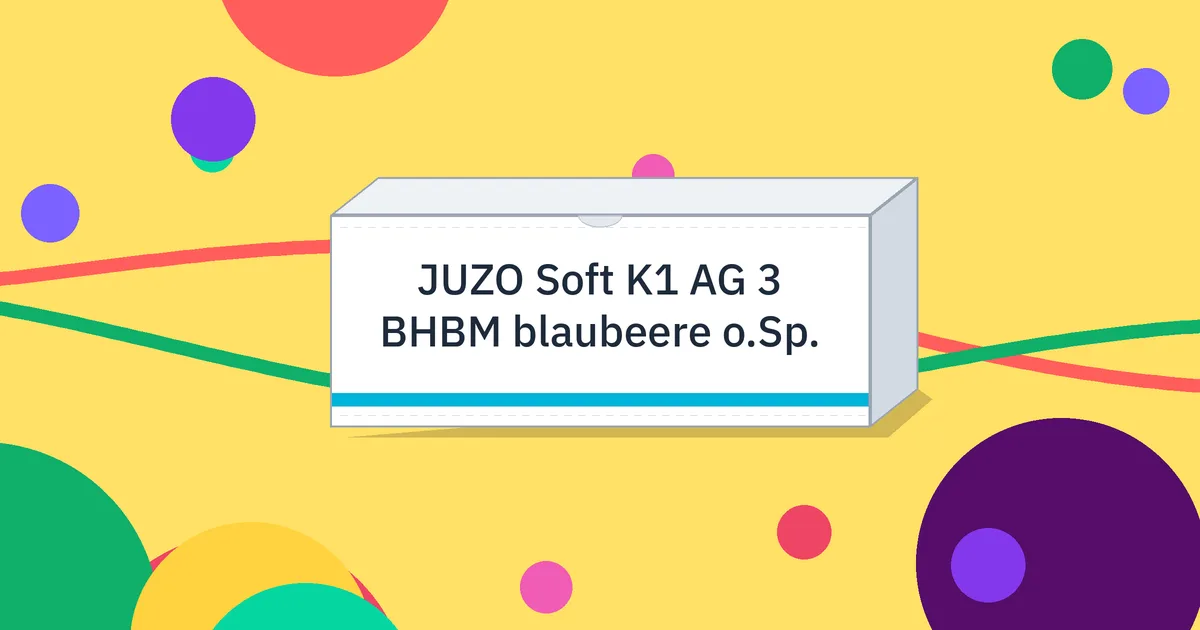 Symbolbild: Packung mit der Aufschrift JUZO Soft K1 AG 3 BHBM blaubeere o.Sp. (PZN 14857081) – Verfügbarkeit und Bezug in Apotheken in Frankfurt am Main