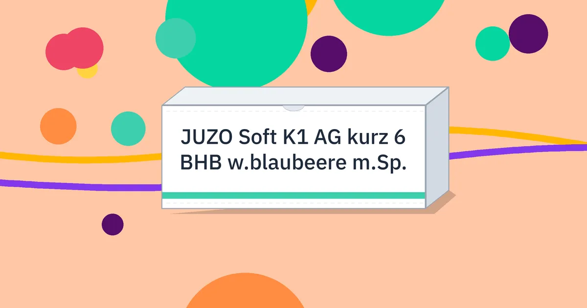 Symbolbild: Packung mit der Aufschrift JUZO Soft K1 AG kurz 6 BHB w.blaubeere m.Sp. (PZN 14838244) – Verfügbarkeit und Bezug in Apotheken in Frankfurt am Main
