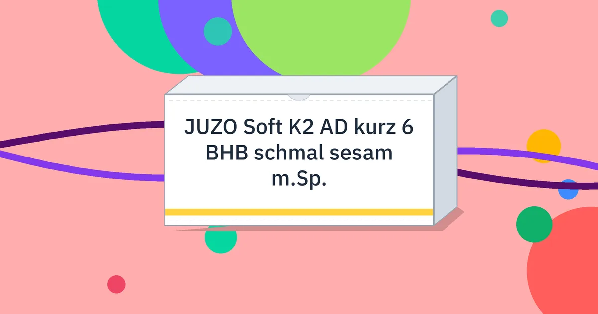 Symbolbild: Packung mit der Aufschrift JUZO Soft K2 AD kurz 6 BHB schmal sesam m.Sp. (PZN 15467726) – Verfügbarkeit und Bezug in Apotheken in Frankfurt am Main
