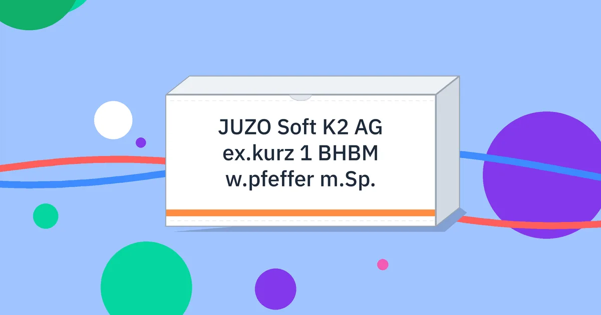 Symbolbild: Packung mit der Aufschrift JUZO Soft K2 AG ex.kurz 1 BHBM w.pfeffer m.Sp. (PZN 14867955) – Verfügbarkeit und Bezug in Apotheken in Frankfurt am Main