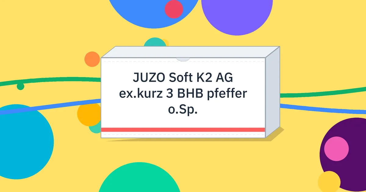 Symbolbild: Packung mit der Aufschrift JUZO Soft K2 AG ex.kurz 3 BHB pfeffer o.Sp. (PZN 14827973) – Verfügbarkeit und Bezug in Apotheken in Frankfurt am Main