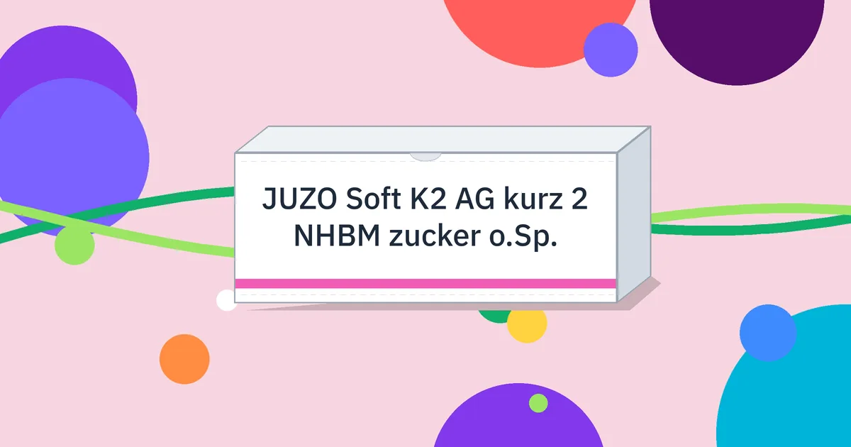 Symbolbild: Packung mit der Aufschrift JUZO Soft K2 AG kurz 2 NHBM zucker o.Sp. (PZN 15001778) – Verfügbarkeit und Bezug in Apotheken in Frankfurt am Main