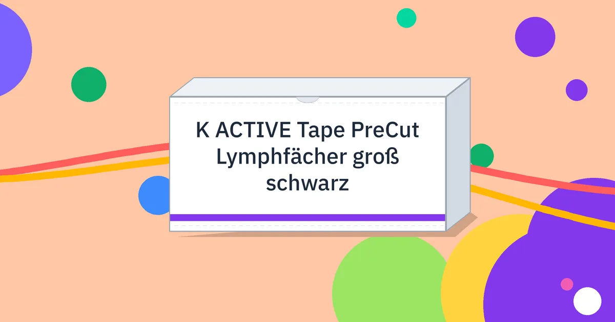 Symbolbild: Packung mit der Aufschrift K ACTIVE Tape PreCut Lymphfächer groß schwarz (PZN 06936843) – Verfügbarkeit und Bezug in Apotheken in Frankfurt am Main