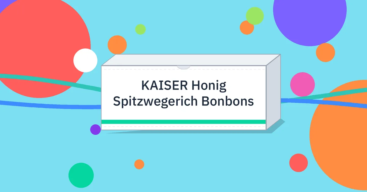 Symbolbild: Packung mit der Aufschrift KAISER Honig Spitzwegerich Bonbons (PZN 18242459) – Verfügbarkeit und Bezug in Apotheken in Frankfurt am Main