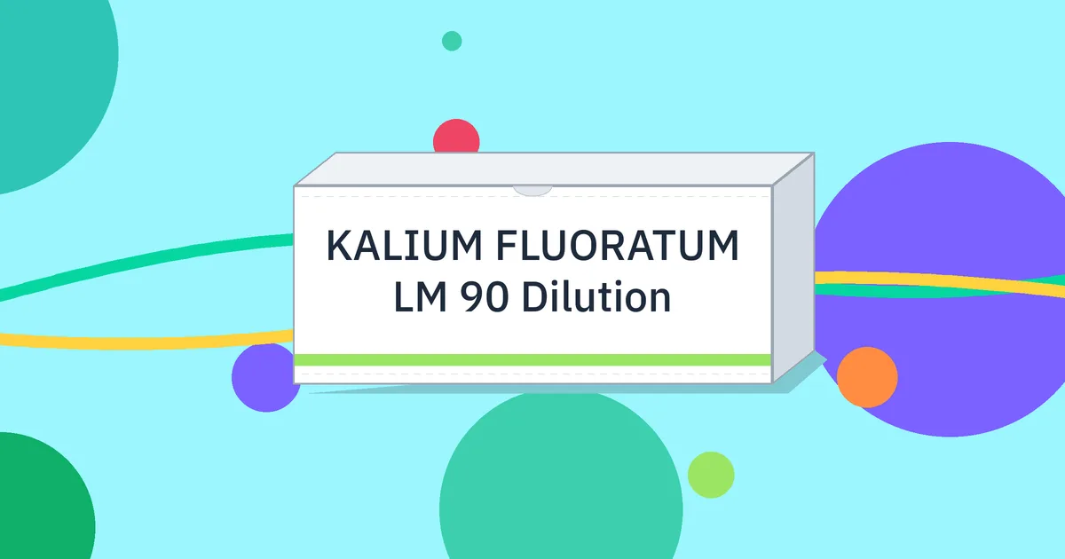 Symbolbild: Packung mit der Aufschrift KALIUM FLUORATUM LM 90 Dilution (PZN 12921797) – Verfügbarkeit und Bezug in Apotheken in Frankfurt am Main