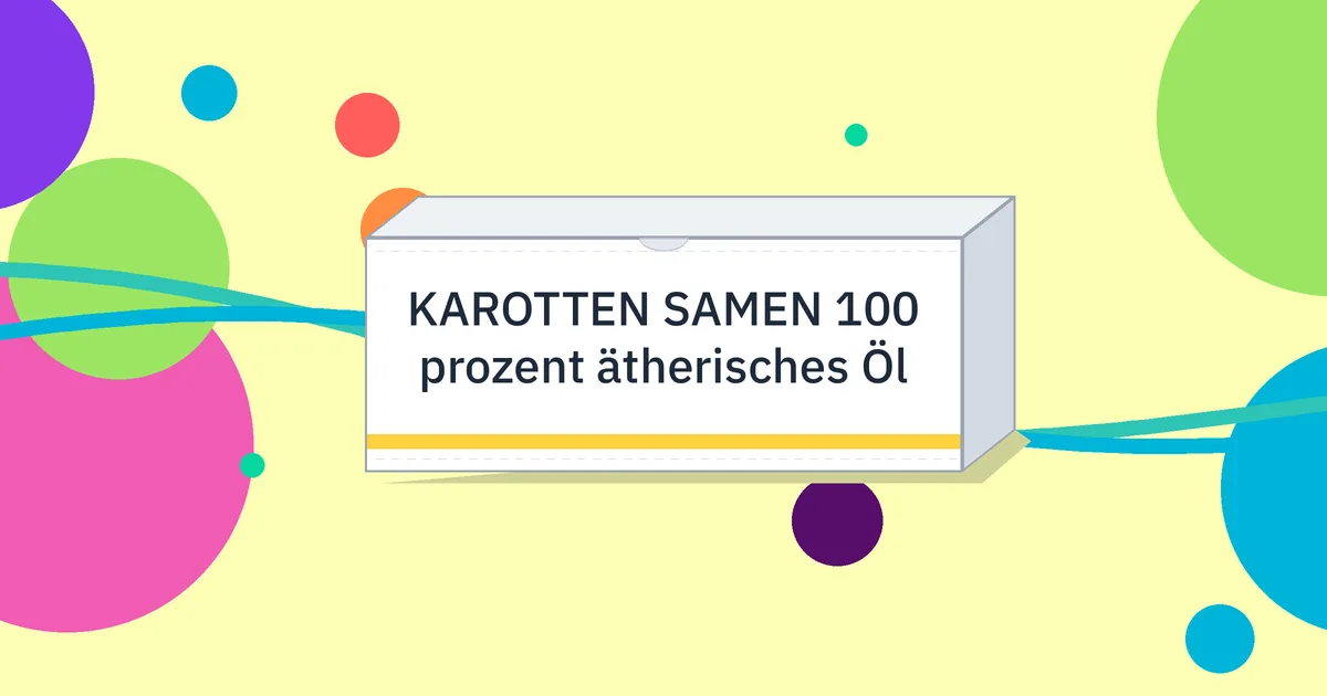 Symbolbild: Packung mit der Aufschrift KAROTTEN SAMEN 100 prozent ätherisches Öl (PZN 07204556) – Verfügbarkeit und Bezug in Apotheken in Frankfurt am Main