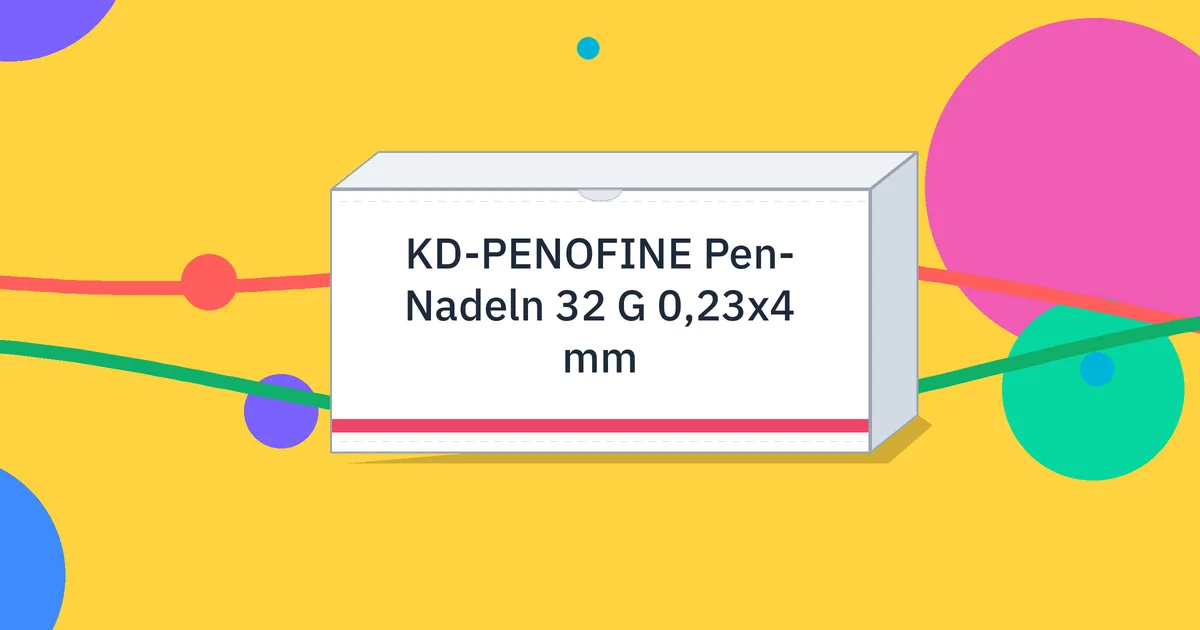 Symbolbild: Packung mit der Aufschrift KD-PENOFINE Pen-Nadeln 32 G 0,23x4 mm (PZN 20377669) – Verfügbarkeit und Bezug in Apotheken in Frankfurt am Main