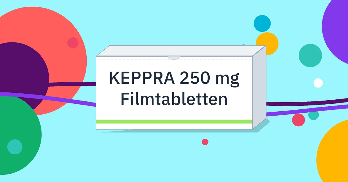 Symbolbild: Packung mit der Aufschrift KEPPRA 250 mg Filmtabletten (PZN 01930132) – Verfügbarkeit und Bezug in Apotheken in Frankfurt am Main