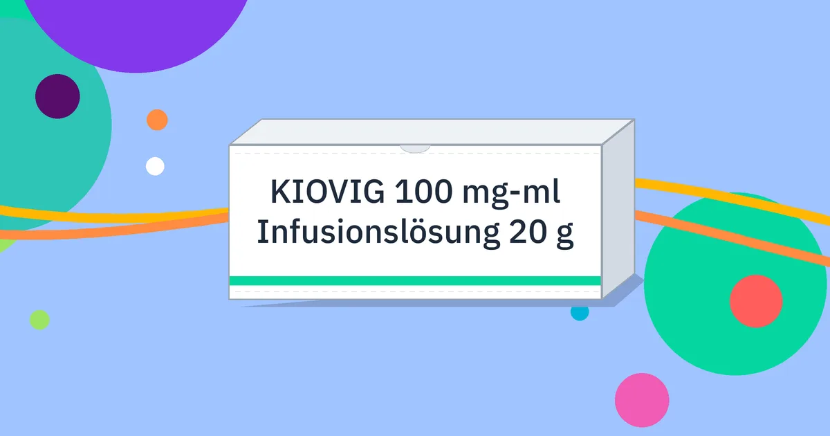 Symbolbild: Packung mit der Aufschrift KIOVIG 100 mg-ml Infusionslösung 20 g (PZN 12571989) – Verfügbarkeit und Bezug in Apotheken in Frankfurt am Main