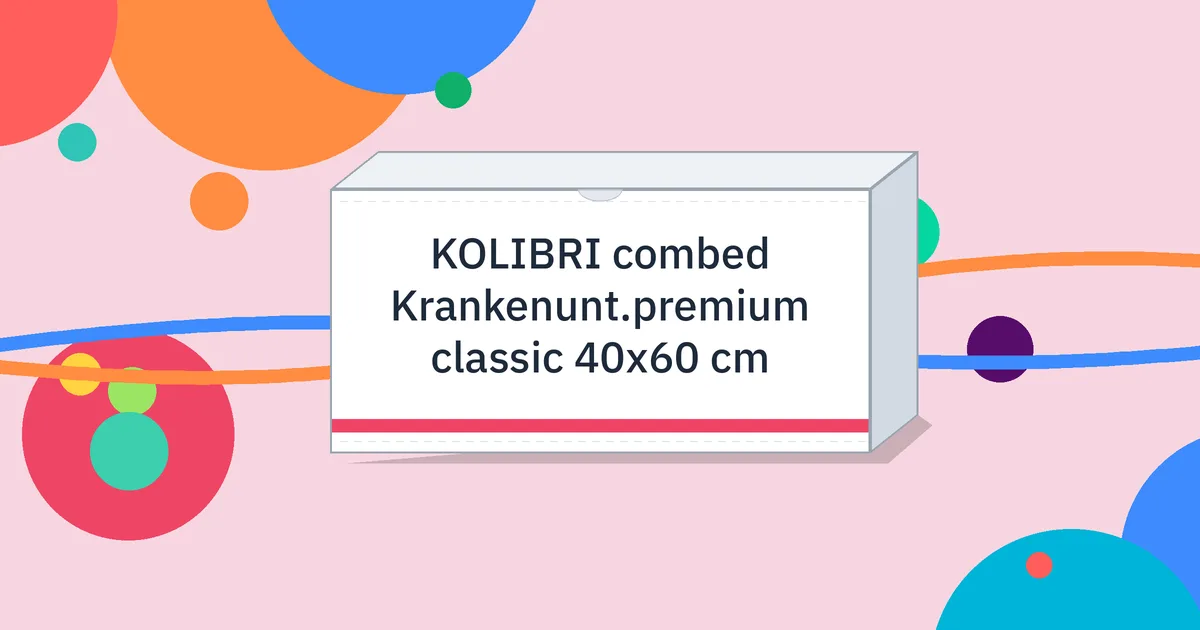 Symbolbild: Packung mit der Aufschrift KOLIBRI combed Krankenunt.premium classic 40x60 cm (PZN 11036805) – Verfügbarkeit und Bezug in Apotheken in Frankfurt am Main