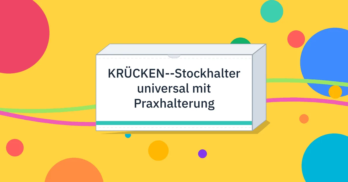 Symbolbild: Packung mit der Aufschrift KRÜCKEN--Stockhalter universal mit Praxhalterung (PZN 09609240) – Verfügbarkeit und Bezug in Apotheken in Frankfurt am Main