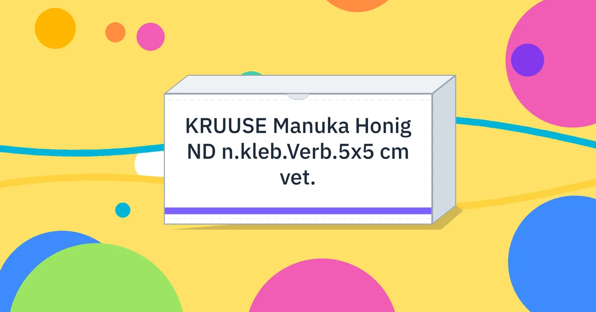 Symbolbild: Packung mit der Aufschrift KRUUSE Manuka Honig ND n.kleb.Verb.5x5 cm vet. (PZN 18443927) – Verfügbarkeit und Bezug in Apotheken in Frankfurt am Main