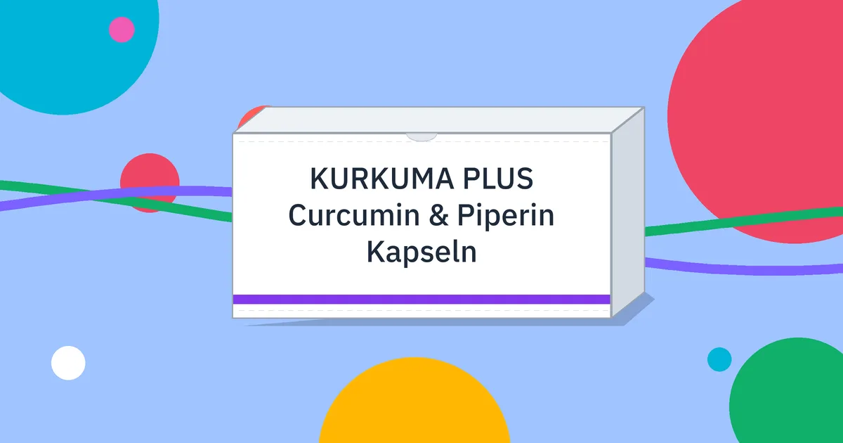 Symbolbild: Packung mit der Aufschrift KURKUMA PLUS Curcumin & Piperin Kapseln (PZN 16852171) – Verfügbarkeit und Bezug in Apotheken in Frankfurt am Main