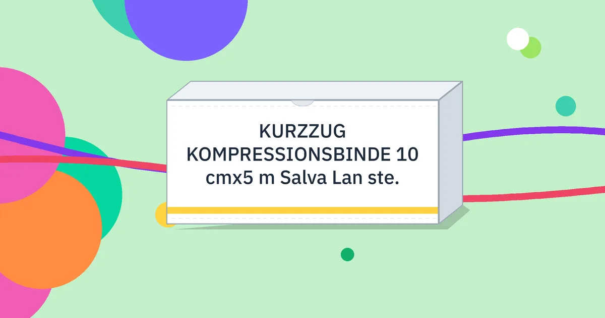 Symbolbild: Packung mit der Aufschrift KURZZUG KOMPRESSIONSBINDE 10 cmx5 m Salva Lan ste. (PZN 17152375) – Verfügbarkeit und Bezug in Apotheken in Frankfurt am Main
