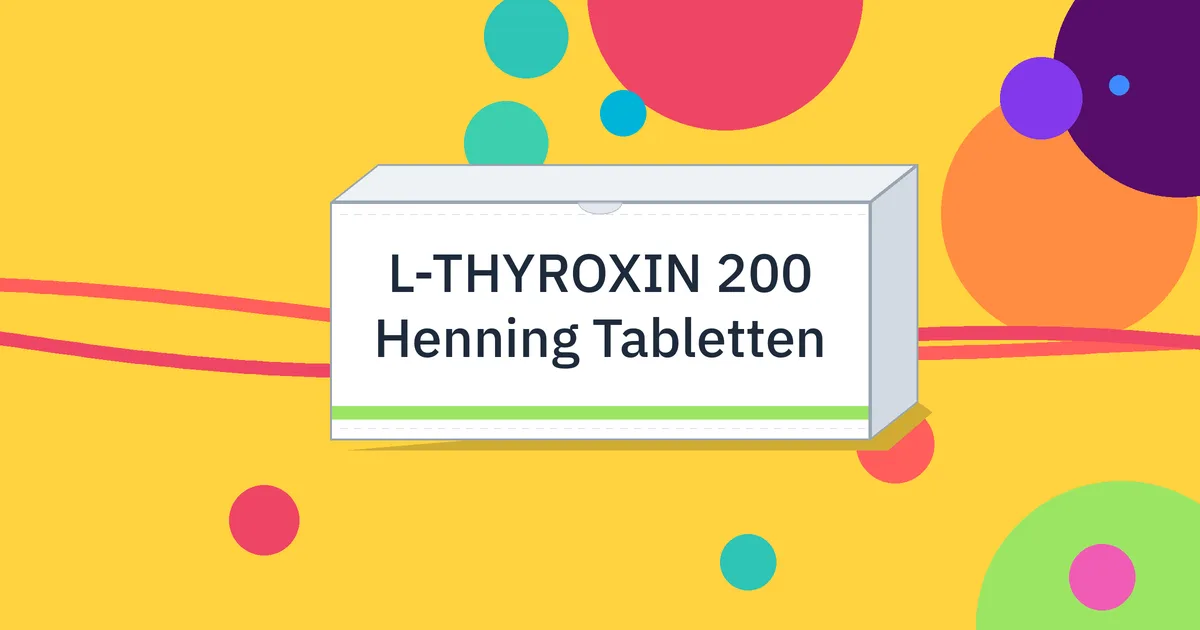 Symbolbild: Packung mit der Aufschrift L-THYROXIN 200 Henning Tabletten (PZN 02532876) – Verfügbarkeit und Bezug in Apotheken in Frankfurt am Main