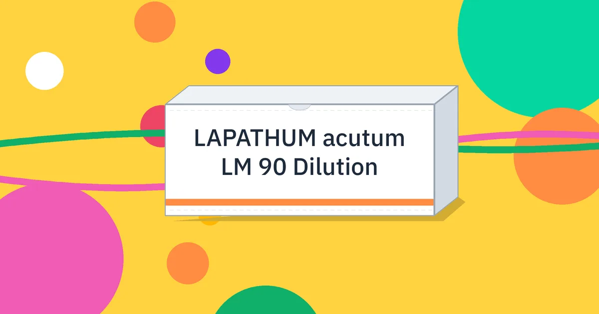 Symbolbild: Packung mit der Aufschrift LAPATHUM acutum LM 90 Dilution (PZN 13522958) – Verfügbarkeit und Bezug in Apotheken in Frankfurt am Main