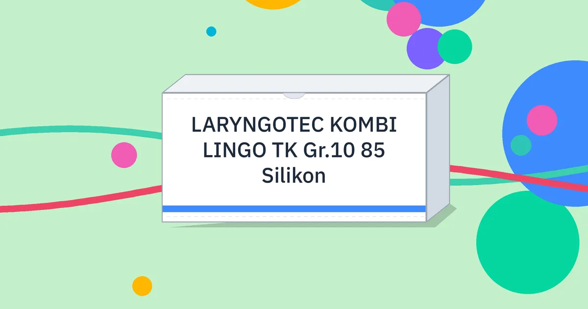 Symbolbild: Packung mit der Aufschrift LARYNGOTEC KOMBI LINGO TK Gr.10 85 Silikon (PZN 19186042) – Verfügbarkeit und Bezug in Apotheken in Frankfurt am Main