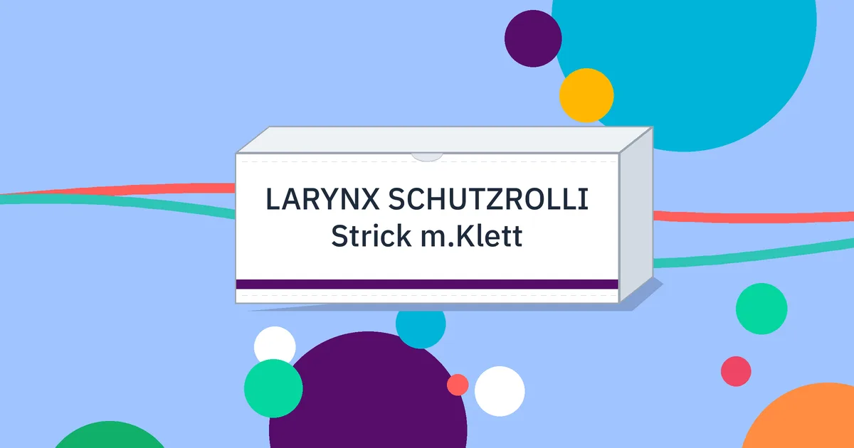 Symbolbild: Packung mit der Aufschrift LARYNX SCHUTZROLLI Strick m.Klett (PZN 00140474) – Verfügbarkeit und Bezug in Apotheken in Frankfurt am Main