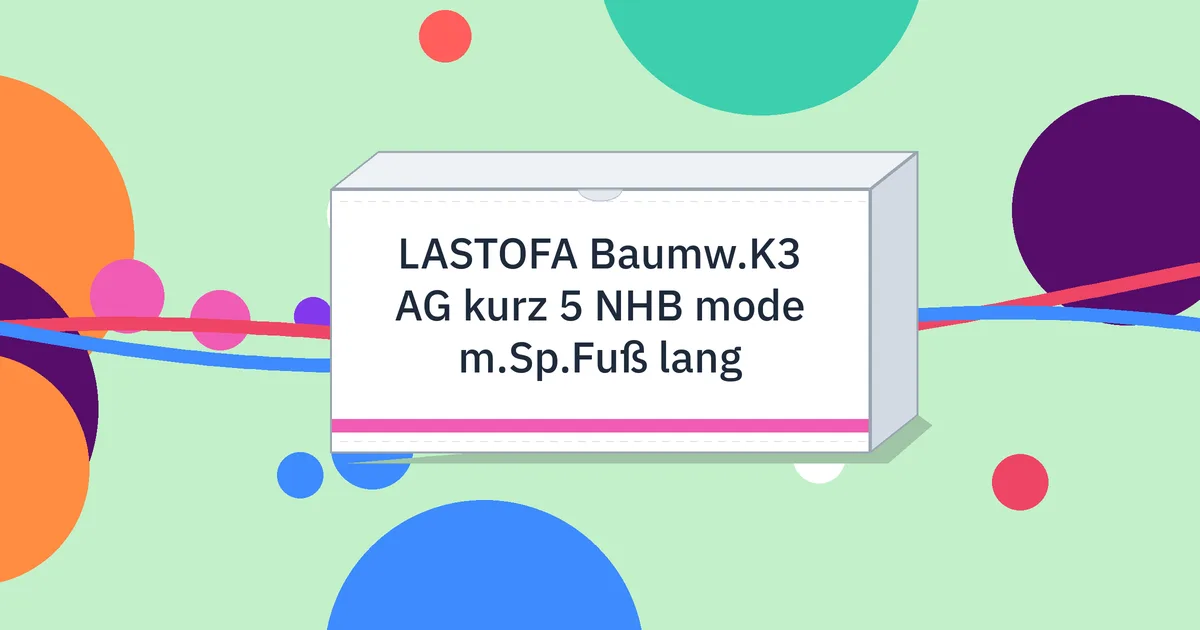 Symbolbild: Packung mit der Aufschrift LASTOFA Baumw.K3 AG kurz 5 NHB mode m.Sp.Fuß lang (PZN 01955439) – Verfügbarkeit und Bezug in Apotheken in Frankfurt am Main