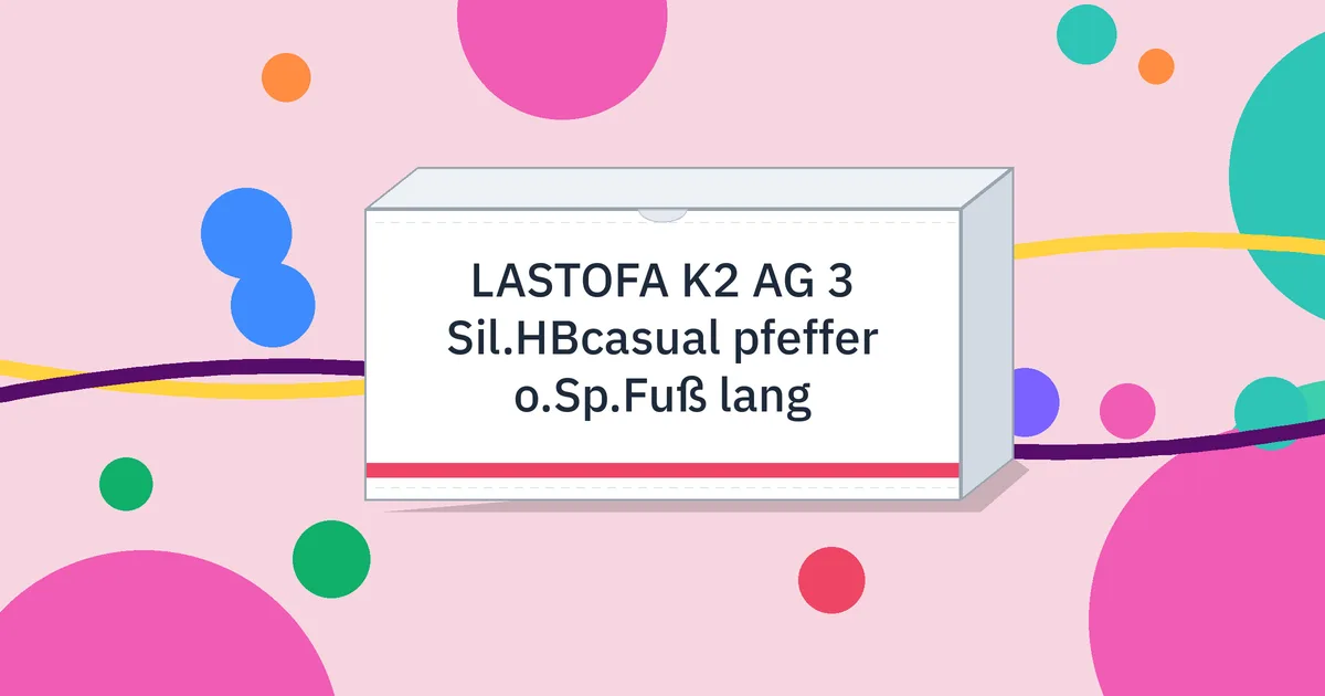 Symbolbild: Packung mit der Aufschrift LASTOFA K2 AG 3 Sil.HBcasual pfeffer o.Sp.Fuß lang (PZN 14149846) – Verfügbarkeit und Bezug in Apotheken in Frankfurt am Main
