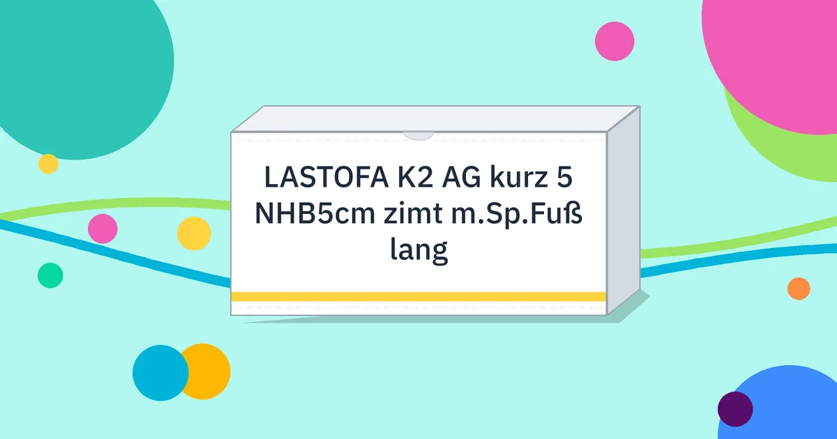 Symbolbild: Packung mit der Aufschrift LASTOFA K2 AG kurz 5 NHB5cm zimt m.Sp.Fuß lang (PZN 13806331) – Verfügbarkeit und Bezug in Apotheken in Frankfurt am Main