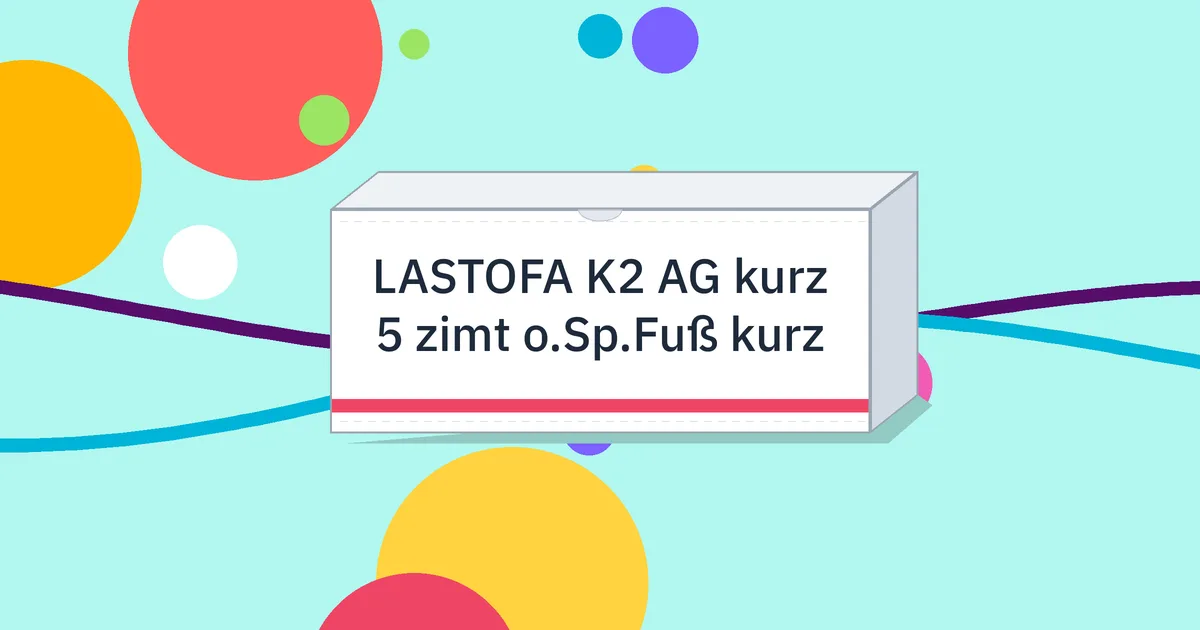 Symbolbild: Packung mit der Aufschrift LASTOFA K2 AG kurz 5 zimt o.Sp.Fuß kurz (PZN 13806360) – Verfügbarkeit und Bezug in Apotheken in Frankfurt am Main