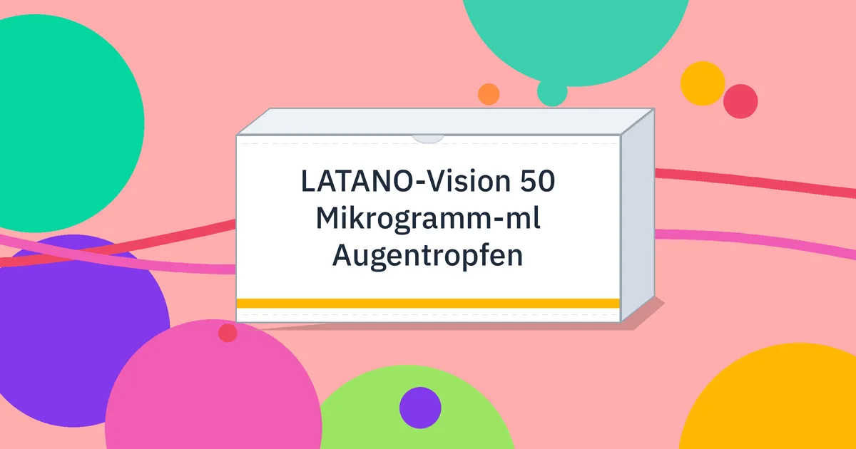 Symbolbild: Packung mit der Aufschrift LATANO-Vision 50 Mikrogramm-ml Augentropfen (PZN 09332749) – Verfügbarkeit und Bezug in Apotheken in Frankfurt am Main