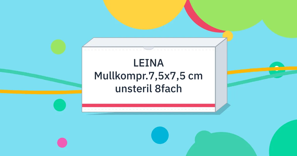 Symbolbild: Packung mit der Aufschrift LEINA Mullkompr.7,5x7,5 cm unsteril 8fach (PZN 08716459) – Verfügbarkeit und Bezug in Apotheken in Frankfurt am Main